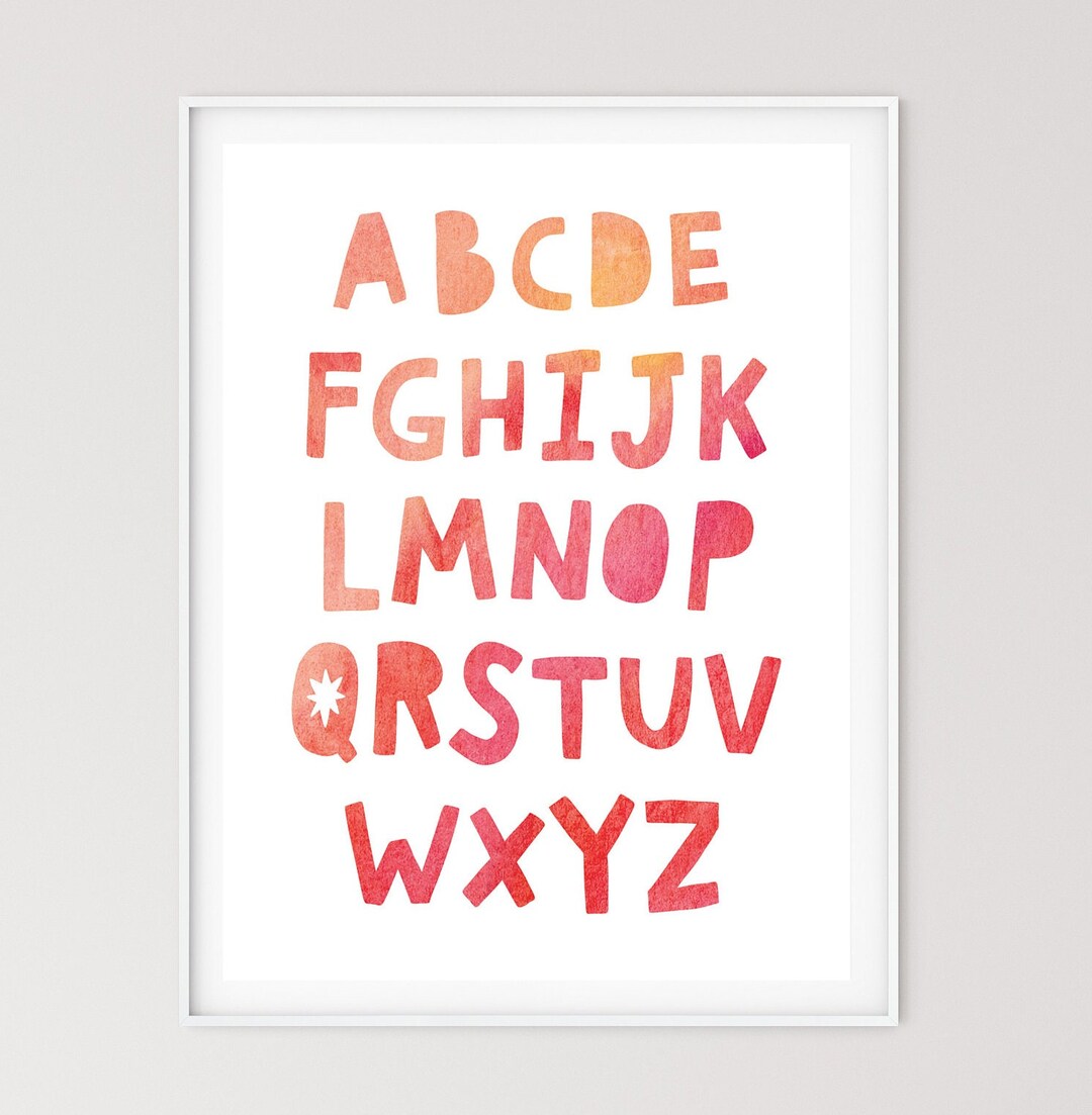 Watercolor Alphabet Poster for Kids Room - Etsy