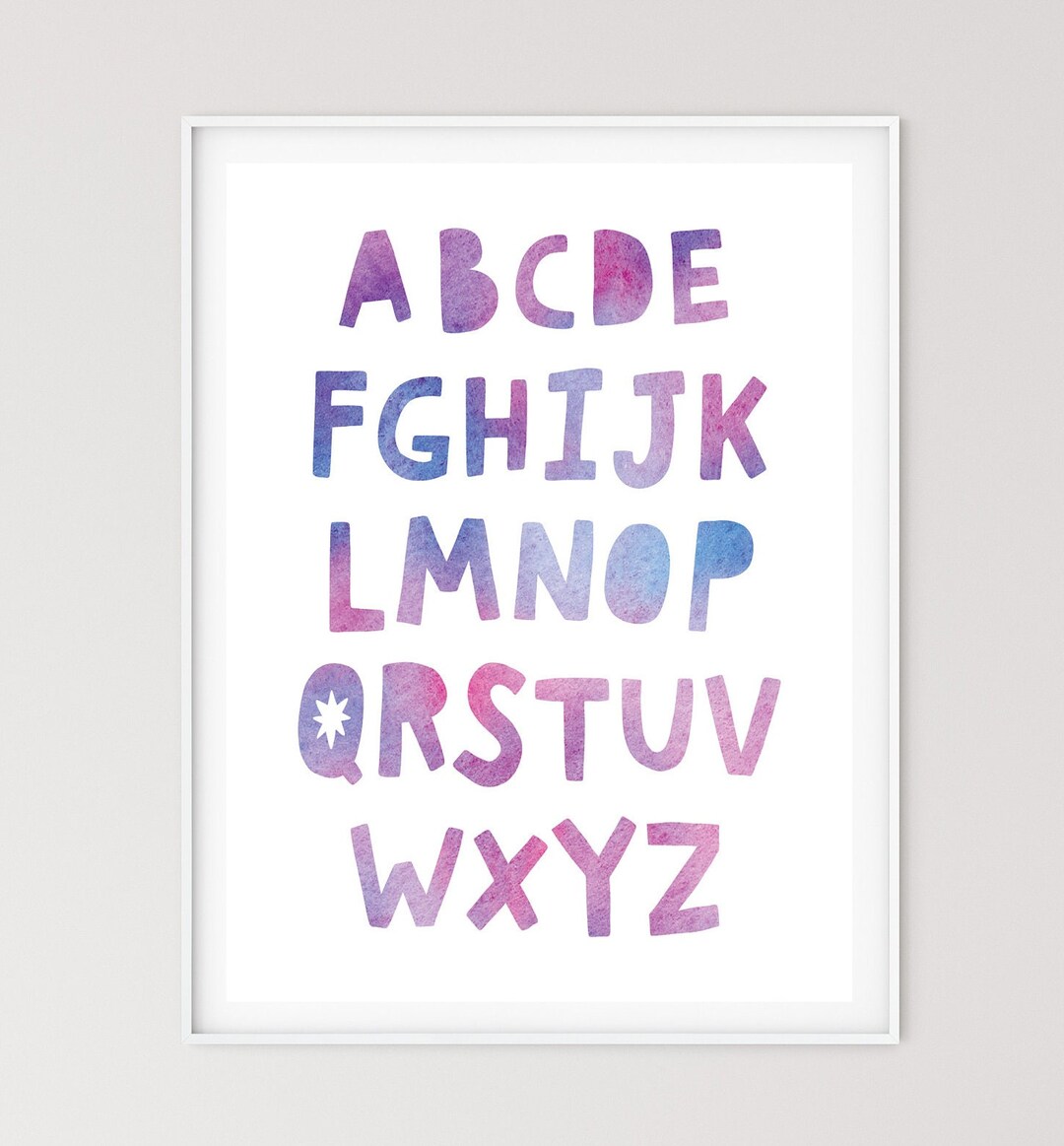 Watercolor Alphabet Poster for Kids Room - Etsy