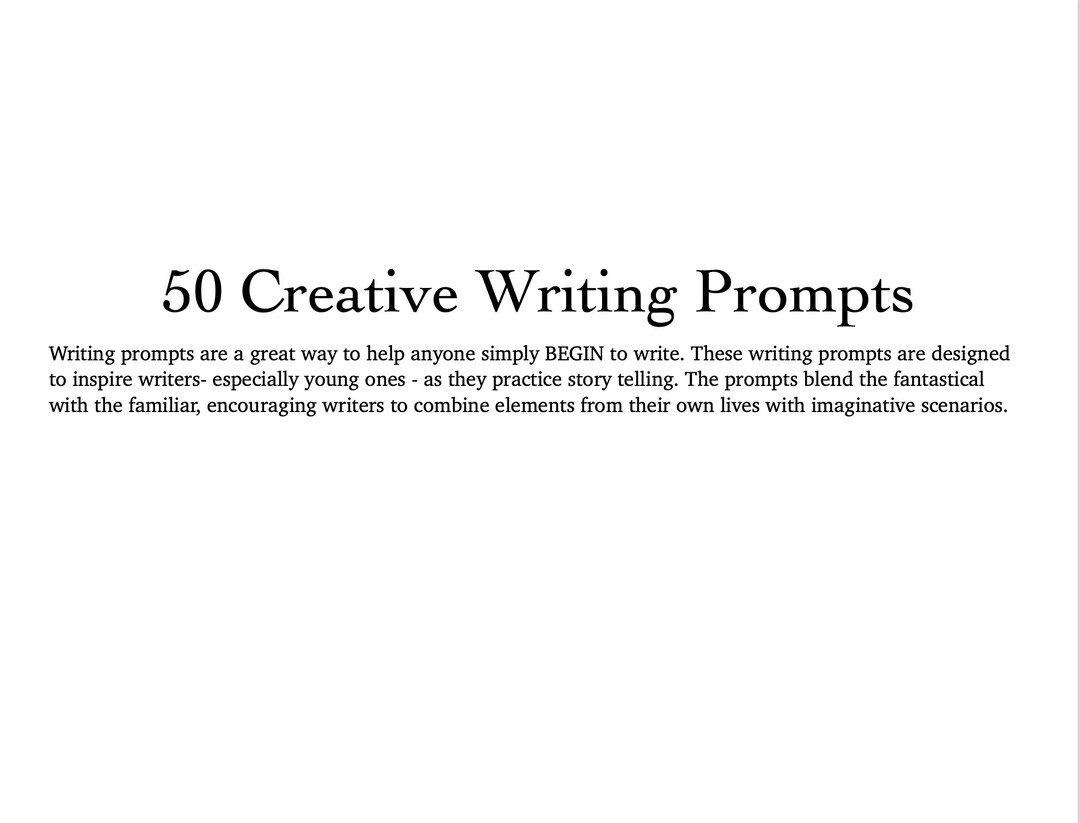 50 Creative Writing Prompts - Etsy
