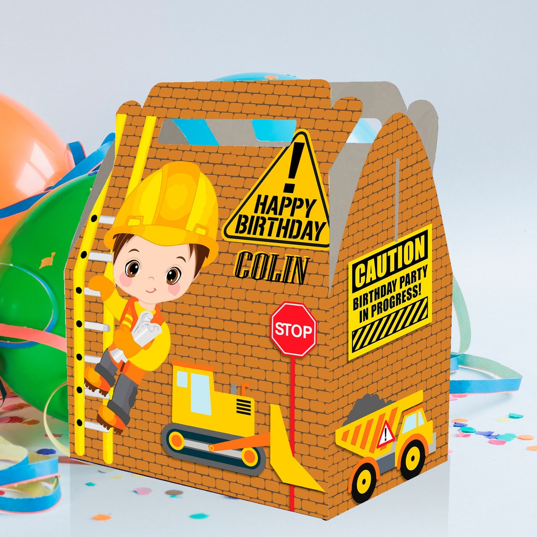 Construction Party Favor Boxes, Safety Sign Gable Boxes, Favor Boxes ...