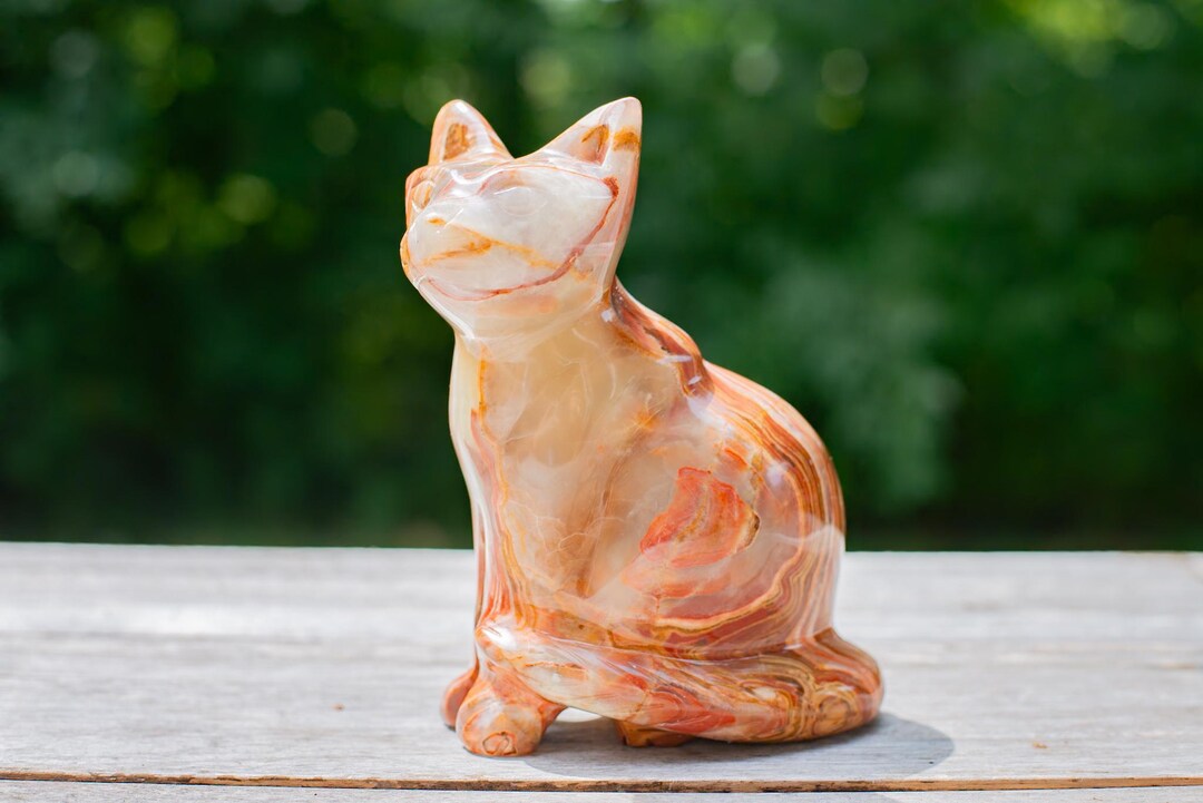 Vintage Carved Marble Cat Figurine Made in Pakistan - Etsy