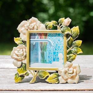 Vintage Ashleigh Manor Enameled 3x3 Picture Frames Square Easel Stand ...