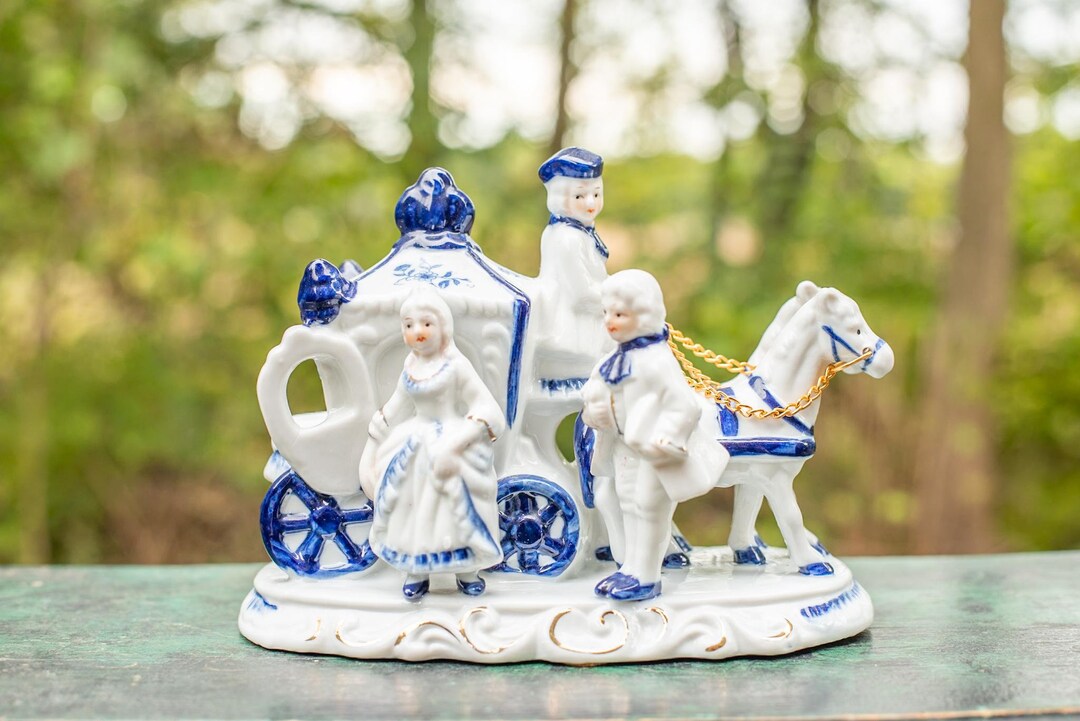 Vintage Porcelain Horse Drawn Carriage Figurine Rococo Style - Etsy