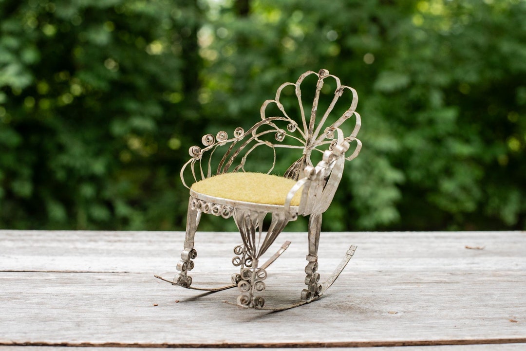 Vintage 1960s Tin Can Doll House Rocking Chair Miniature Tramp Art - Etsy