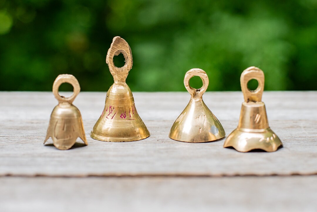 Vintage Indian Etched Brass Bells Set of 4 - Etsy