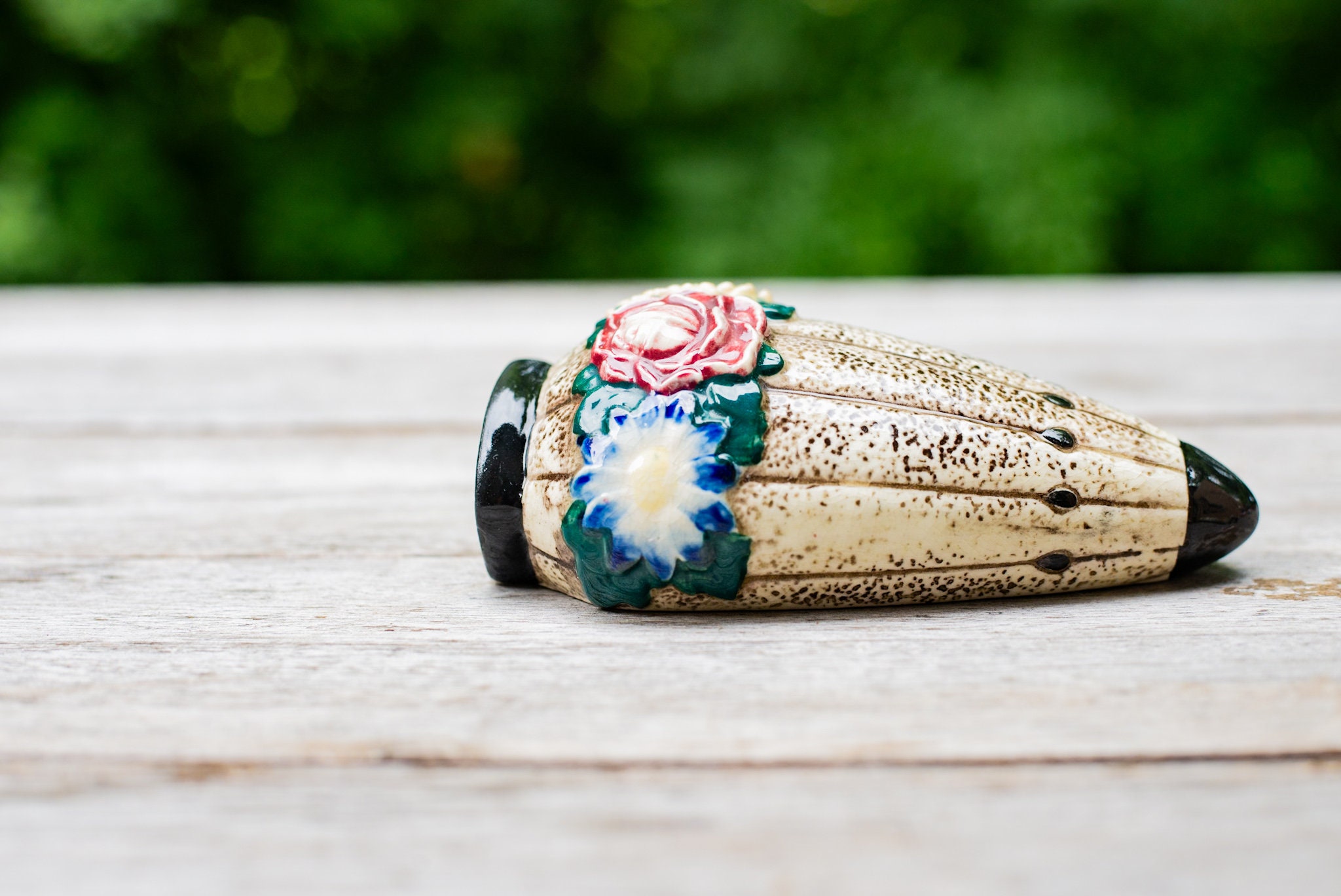 Vintage Japanese Ceramic Floral Wall Pocket - Etsy