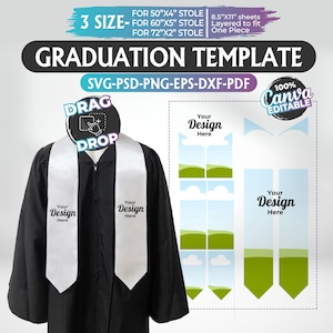 Graduation Stole Template: Canva Editable, 6 Sizes (digital Download ...