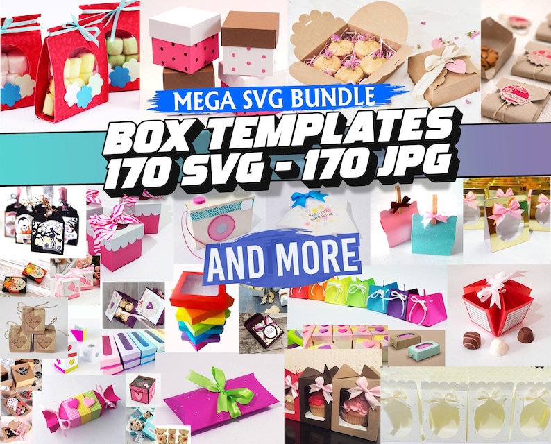 Box Template SVG Bundle: 170 DIY Paper Craft Gift Boxes, Favor Gift ...
