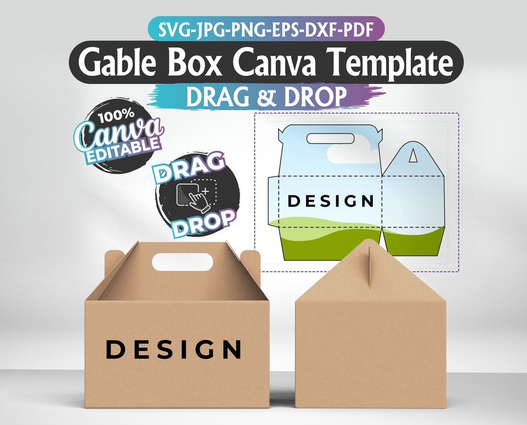 Gable Box Canva Template, Gable Box SVG, Box Template SVG, Party Favor ...