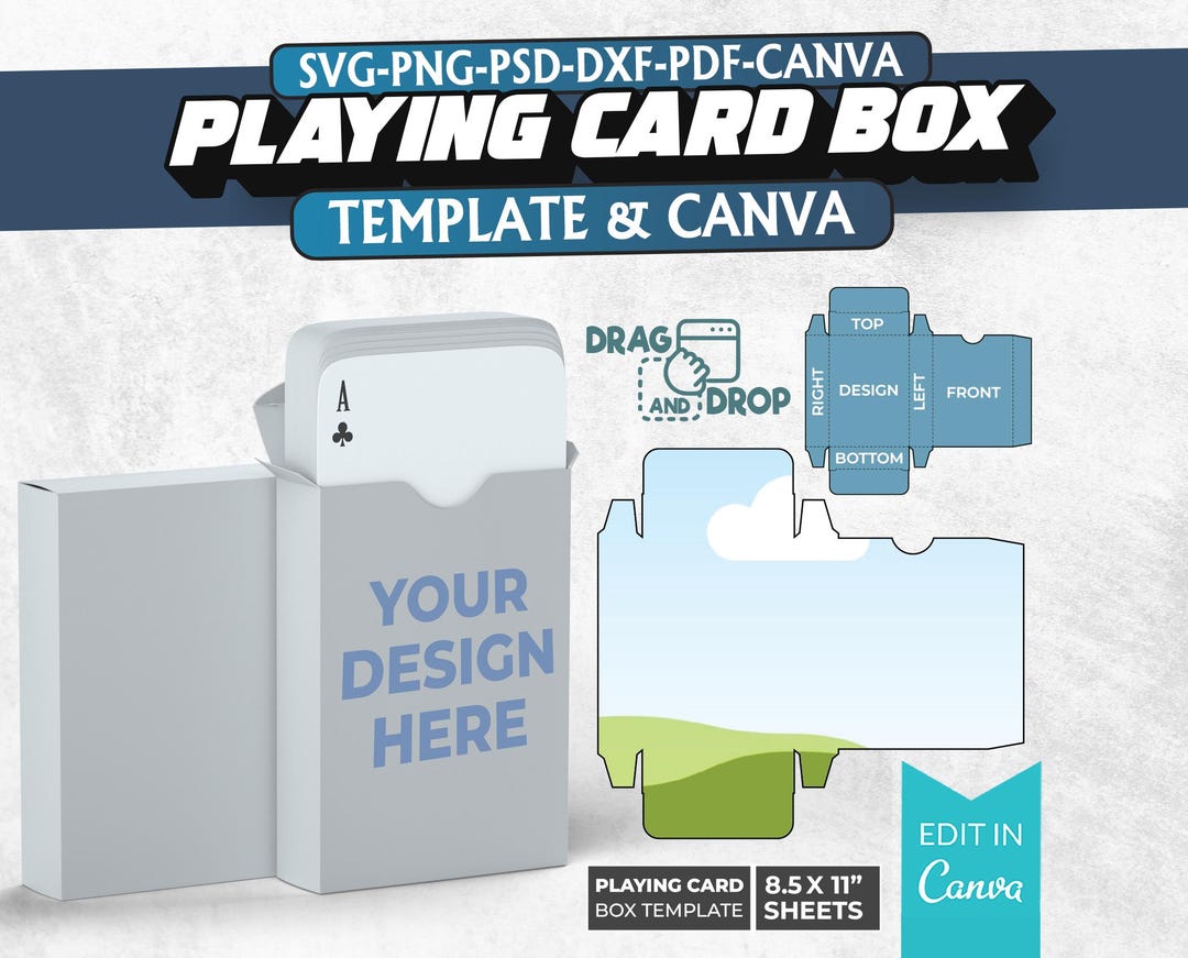 Playing Card Box Template Svg, Poker Card Box Template, Editable ...