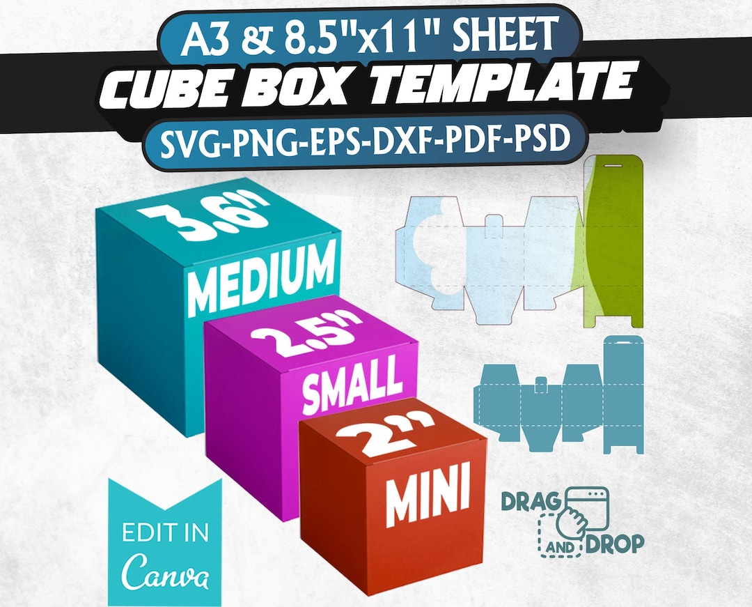 Cube Box Template Set | Square Box SVG | Classic Gift Box Cut File ...