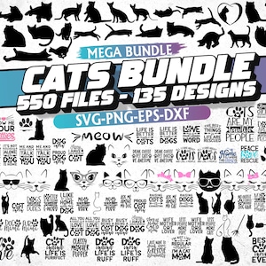 Cat Svg Mega Bundle, Cat Silhouette, Cat Head SVG, Cat Cut Files , Svg ...