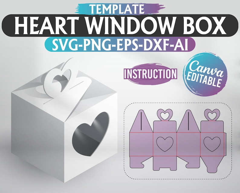 Heart Box Template, Wedding Favor Box, Gift Box Svg, Gable Box Svg, Box ...