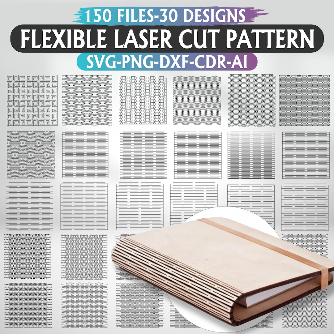 Flexible Laser Cut Pattern, Flexible Living Hinge Set, Wooden Patterns ...