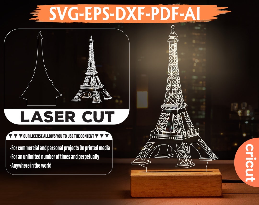 Eiffel Tower 3D Illusion Acrylic Hologram Night Led Lamp Laser Cut ...