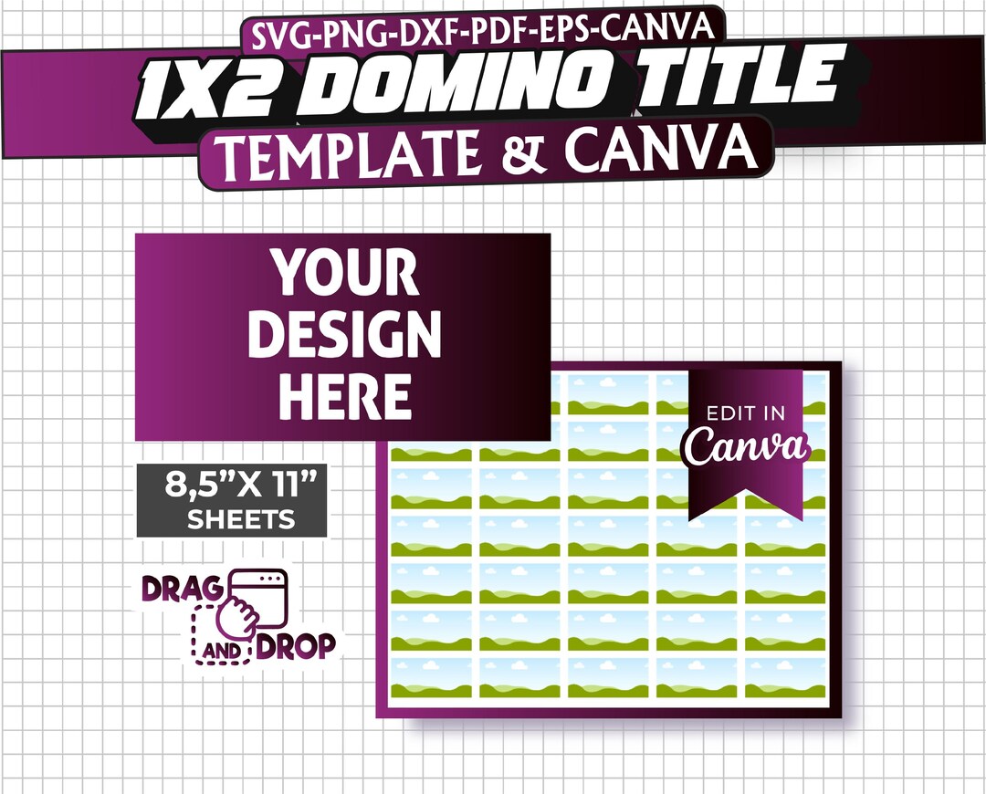 1x2 Inch Domino Label Template: Editable Canva Layout (8.5"x11" Sheet ...