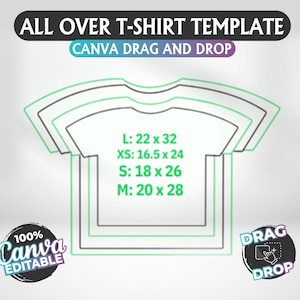 All Over T-shirt Template: Canva Editable, XS-5XL (digital Download) - Etsy