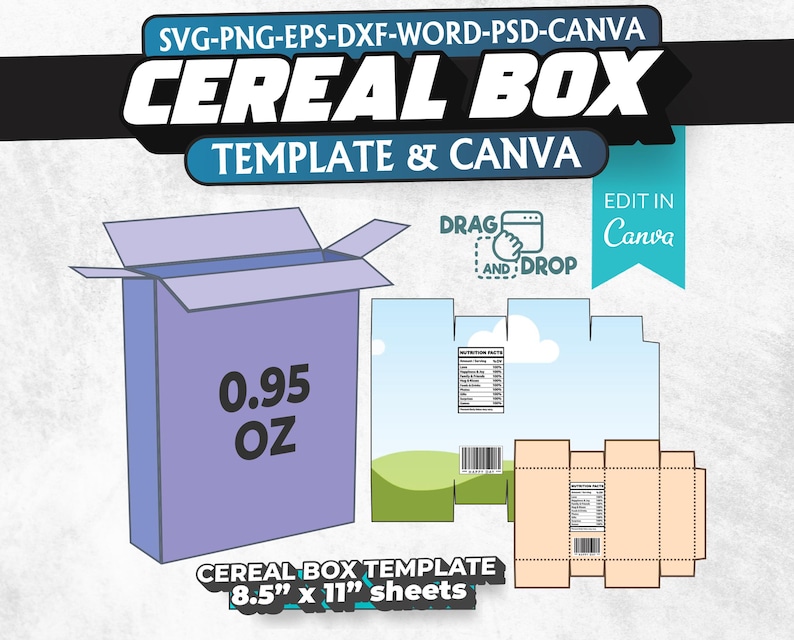 Customizable Cereal Box Template: DIY Projects (digital Download) - Etsy