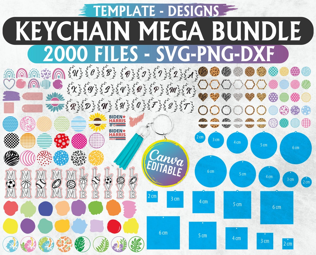 Keychain Svg Bundle, Keychain Template, Key Ring Svg, Sublimation ...