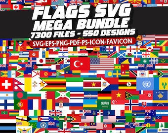 540 Flags SVG Bundle, Flag PNG, World Flags SVG, Country Svg, Country ...