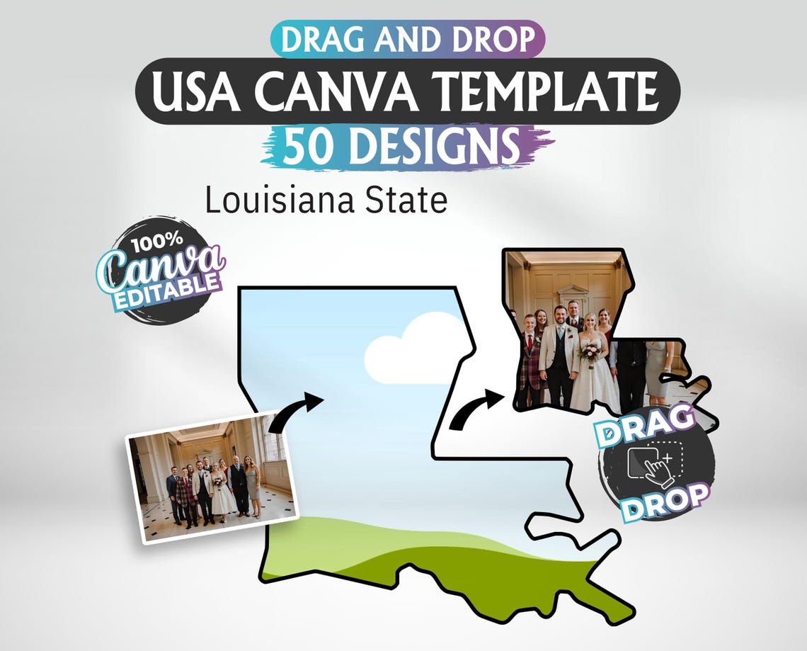 USA Map Canva Template: Editable Drag & Drop Design (digital Download ...