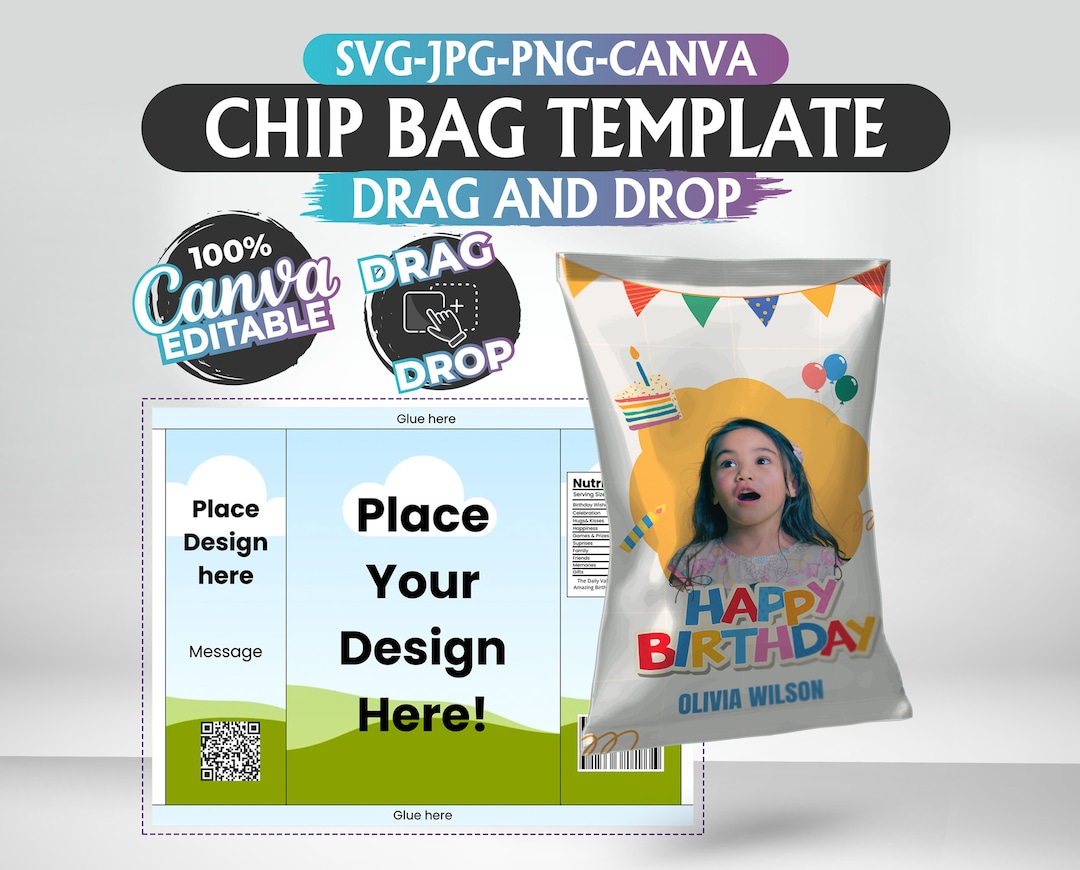 Chip Bag Template, Blank Chip Bag, Chip Bag Template Canva Editable ...