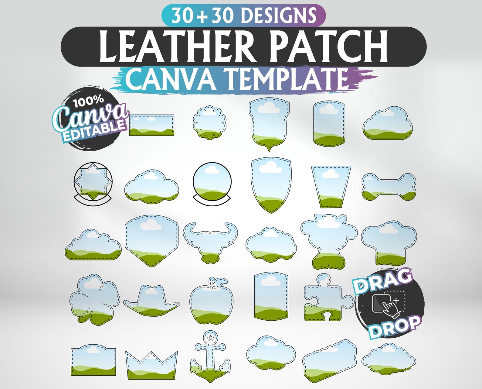 Leather Patch Canva Template: 30+ Editable Designs (digital Download ...