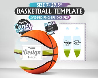 Basketball Panel Template, Size 7 Basketball Template, Canva Template ...