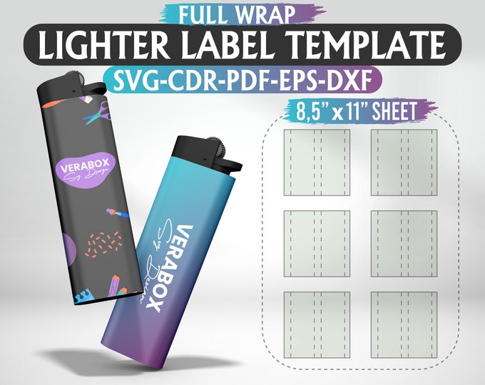Lighter Label Template, Lighter Wrapper Template, Sublimation Template ...