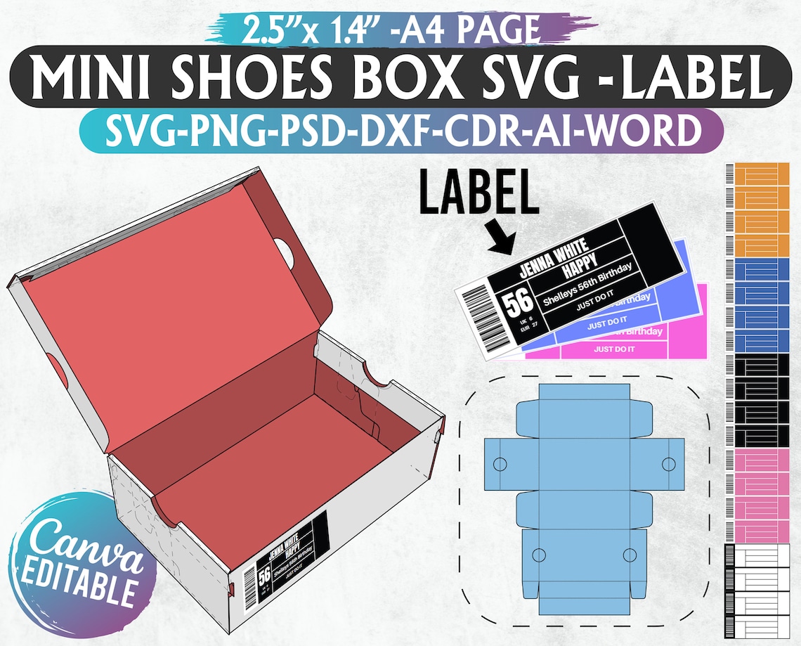 Mini Shoes Box Template Mini Sneaker Box Template Gift Box - Etsy
