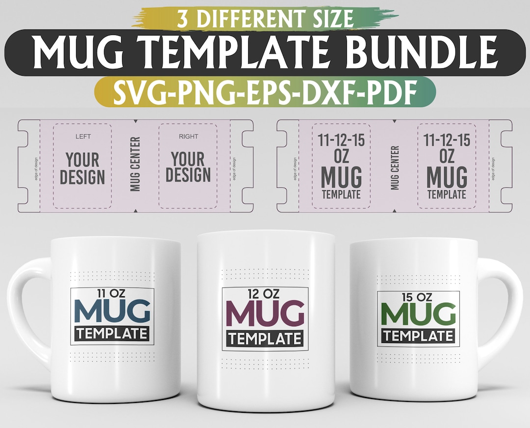 Mug Template Bundle: Sublimation, Cricut, 11-15 Oz (digital Download ...