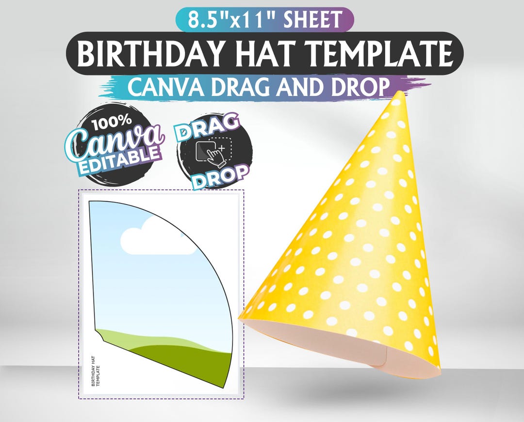 Party Hat Template, Birthday Hat Template, Blank Hat Template, No Glue ...