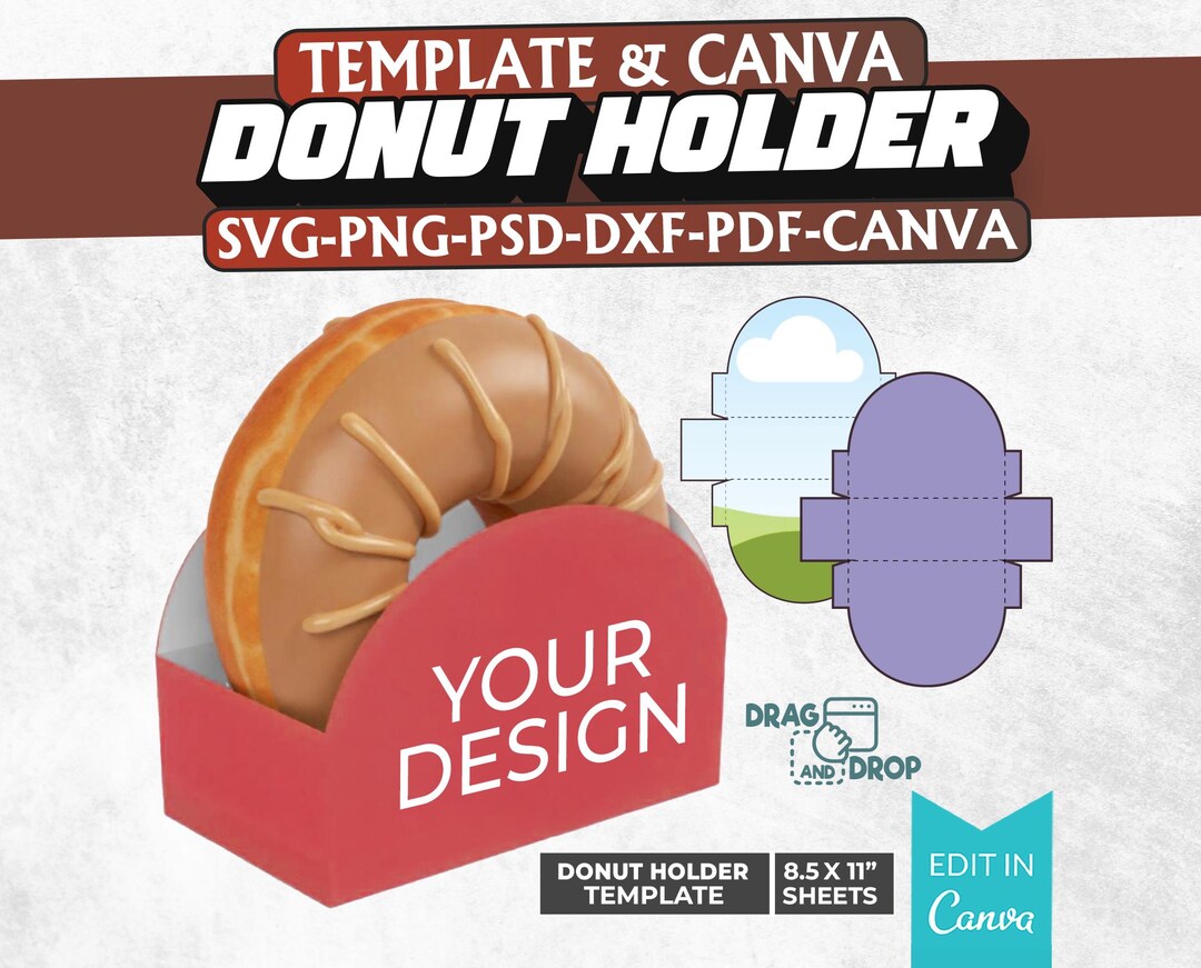 Customizable Donut Holder Template | Donut Box Template, Donut Box Svg ...