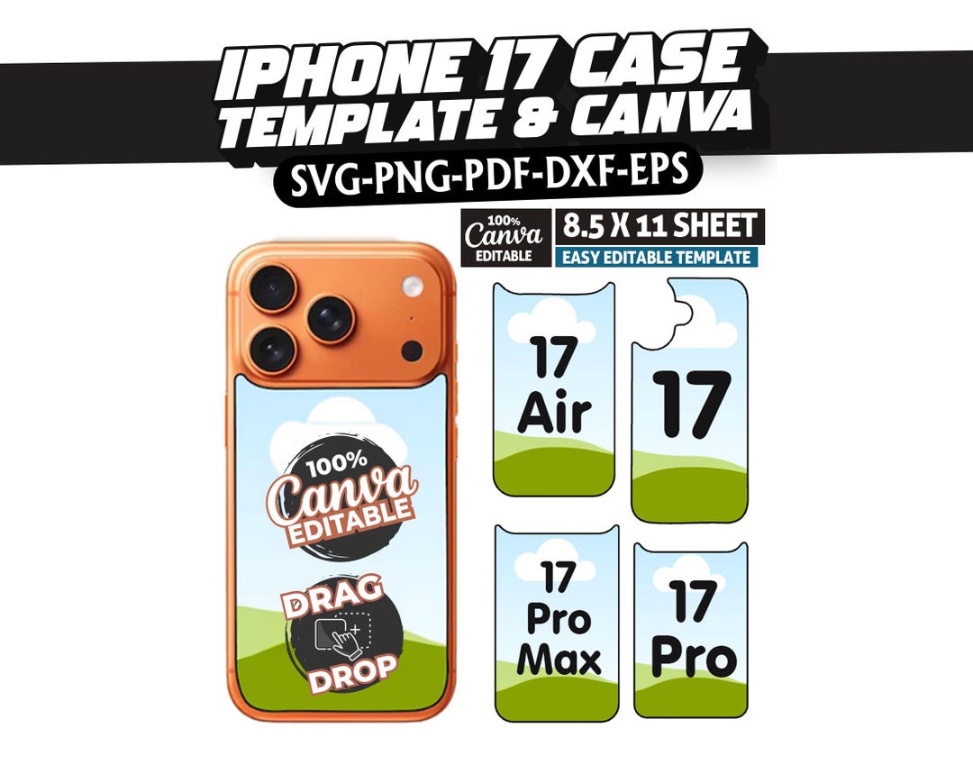 IPhone 17 Case Template SVG | Editable Canva iPhone 17, 17 Pro, Pro Max ...