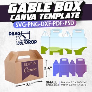 Canva Gable Box Template Bundle: Customizable Gift Box (digital ...