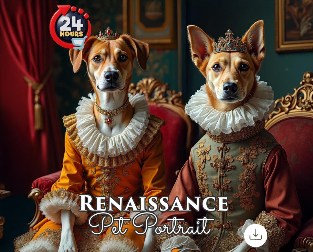 Custom Renaissance Double Pet Portrait: Royal Pet Art (digital Download ...