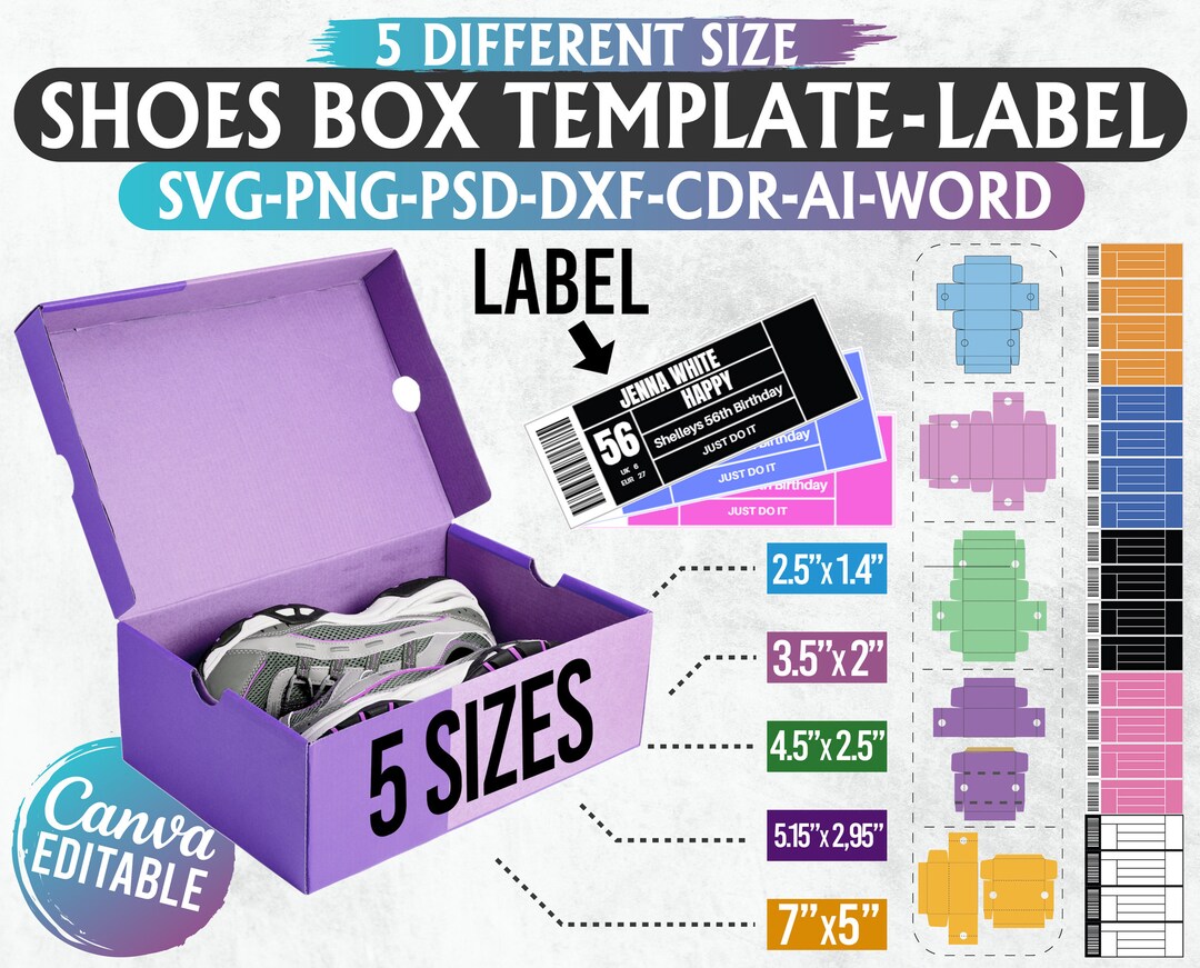 Sneaker Box Template SVG: Shoe Box Label, Cricut Files (instant ...