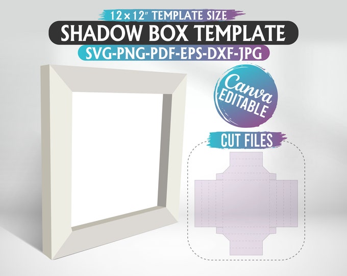 Shadow Box Svg Bundle Template, Light Box Frame Blank Template, Heart ...