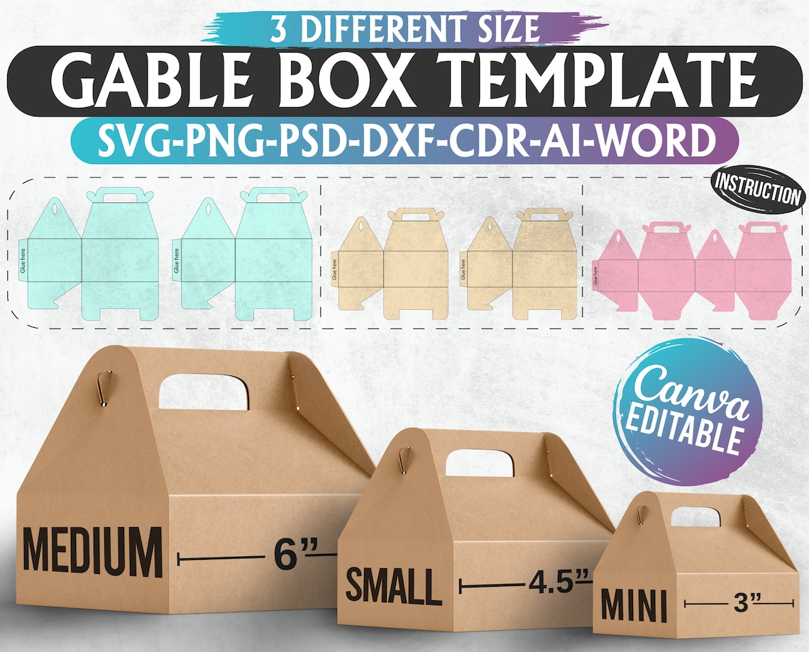 Bundle Gable Box Template Gable Box SVG Box Svg Box - Etsy