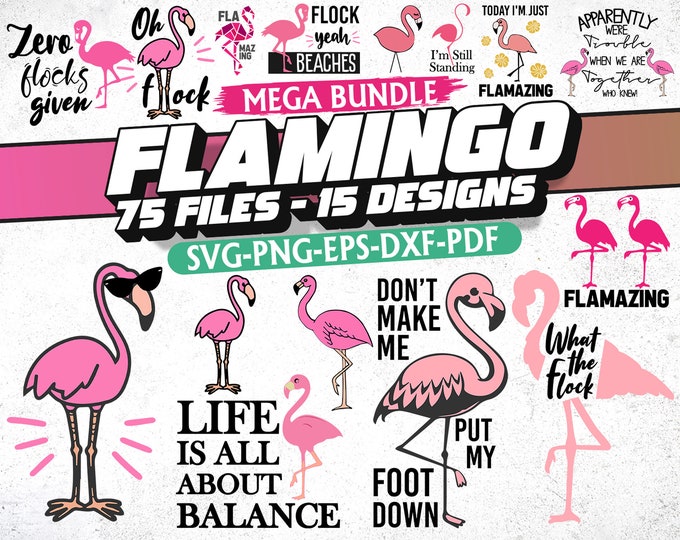 Flamingo SVG Bundle: Summer Clipart, Quotes, Float Designs (digital ...