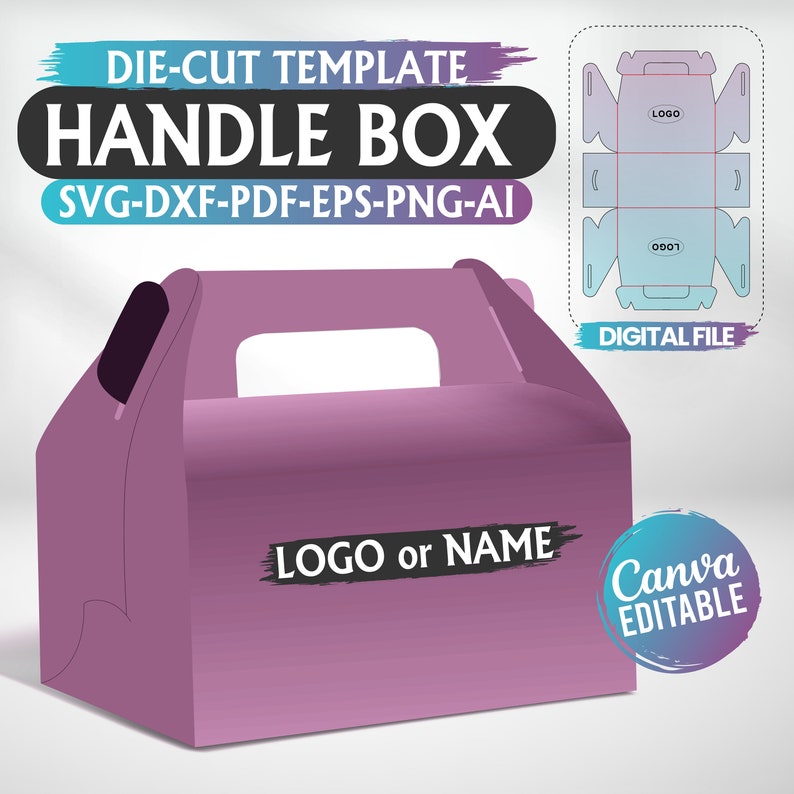 Gable Box Template SVG: Handle Box, Party Favor (digital Download) - Etsy