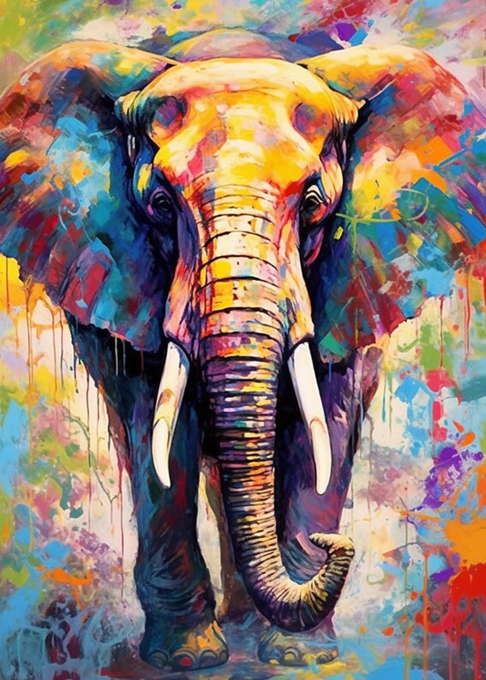 Elephant Digital Art Print, Colorful Art, Digital File, Animal Art ...