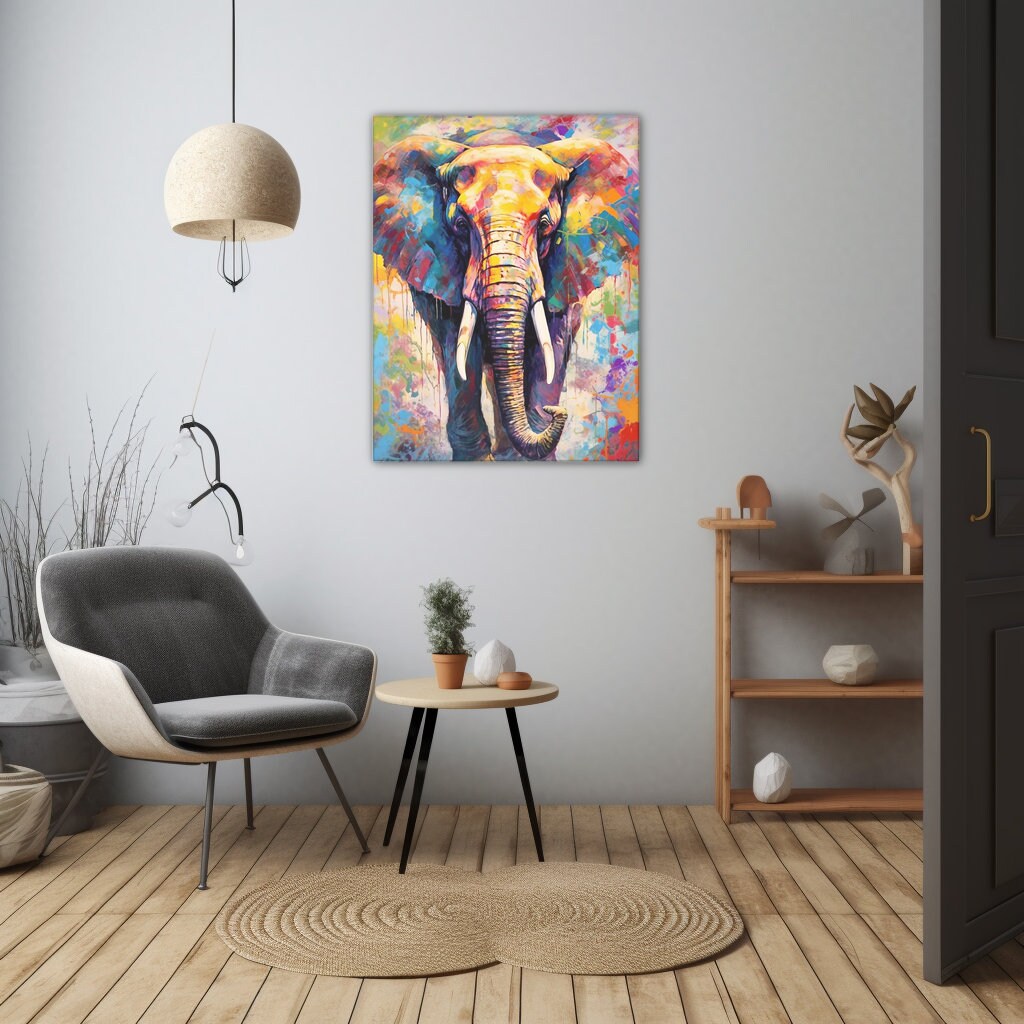 Elephant Digital Art Print, Colorful Art, Digital File, Animal Art ...