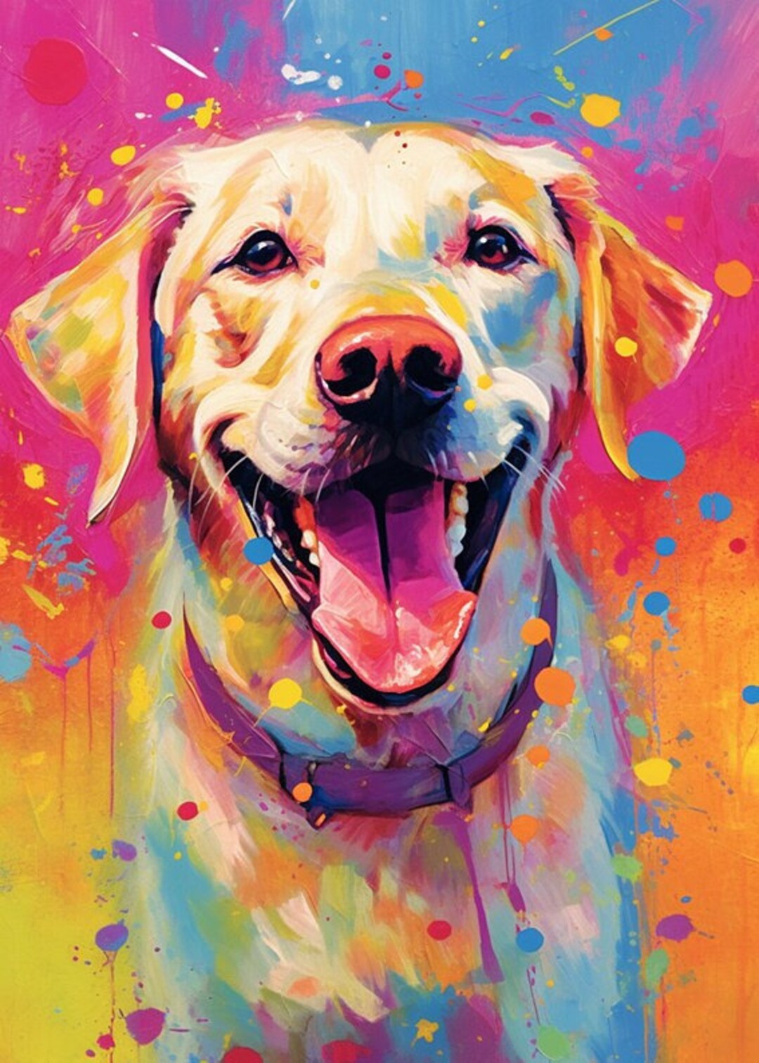 Labrador Retriever Digital Art Print, Colorful Art, Digital File ...