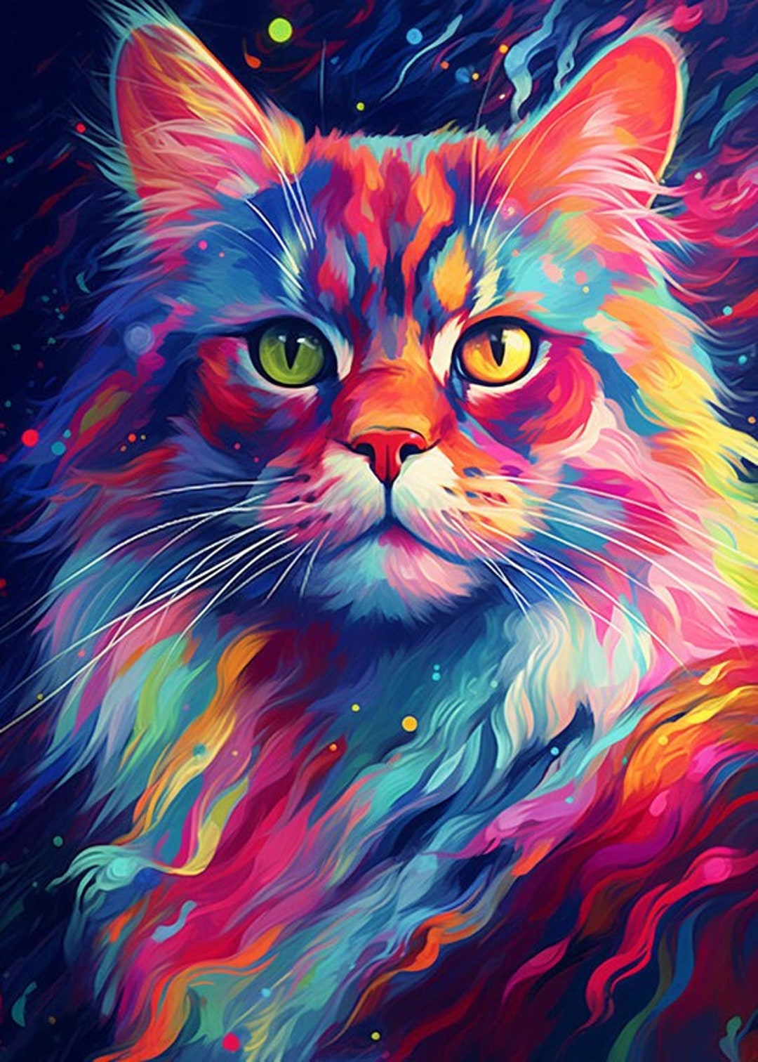 Main Coon Digital Art Print, Colorful Art, Digital File, Cat Art ...