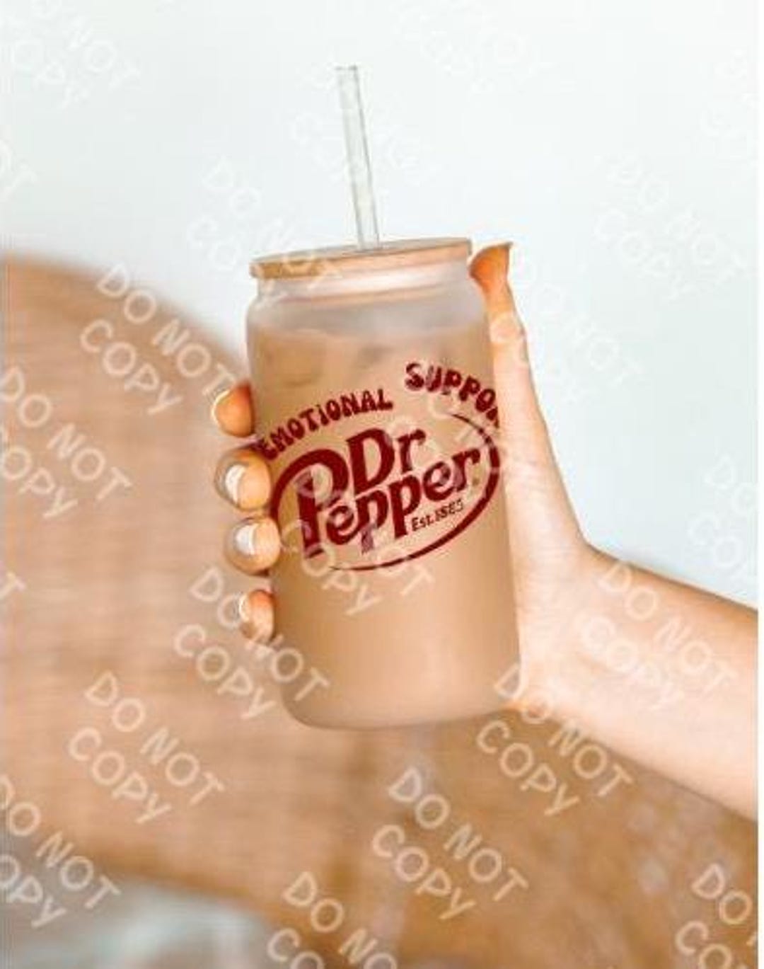 Emotional Support Soda Glass Can Tumbler, Bamboo Lid, Plastic Straw, Glass Can With Bamboo Lid ...