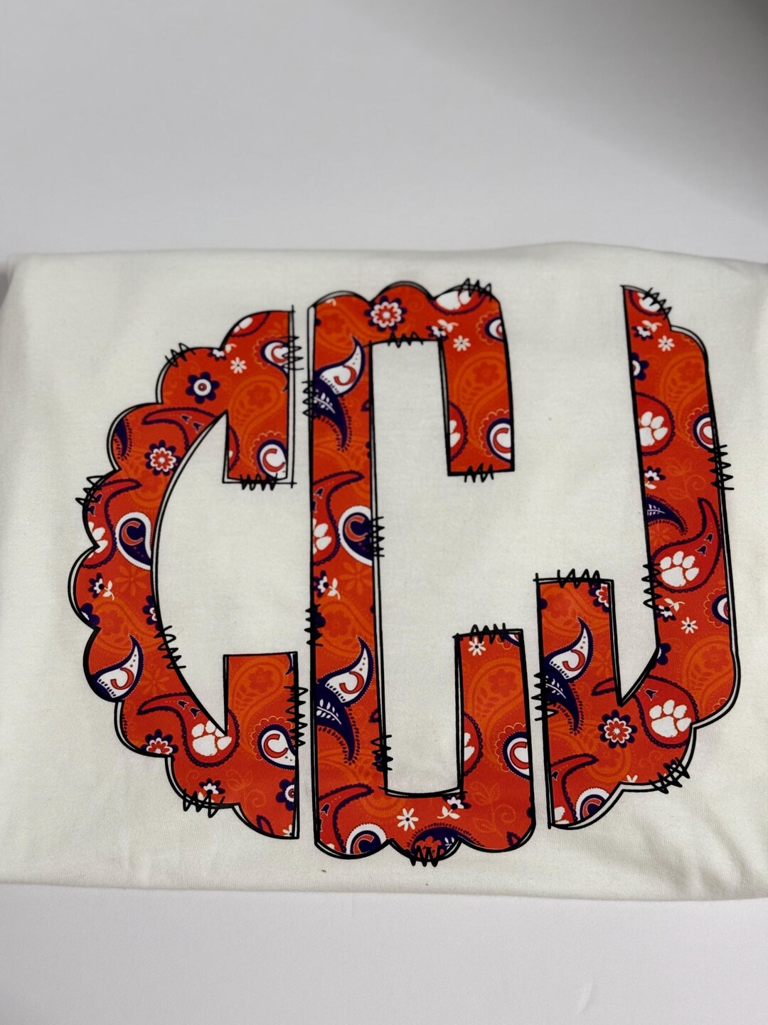 Circle Filled Monogram Clemson - Etsy
