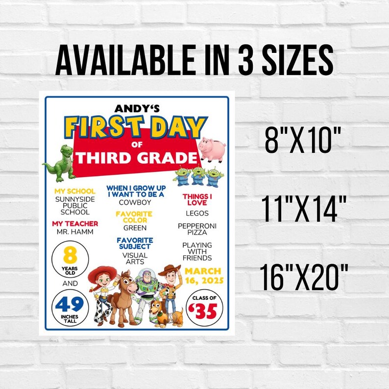 Toy Story First Day of School Sign | Editable Back to School Sign ...