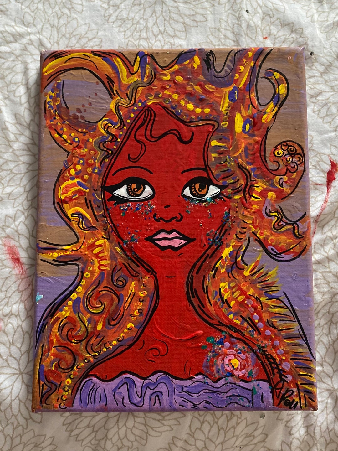 Fire Woman Painting - Etsy