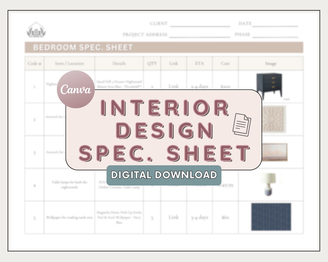 Interior Design Specifications Template | Canva | Interior Design ...